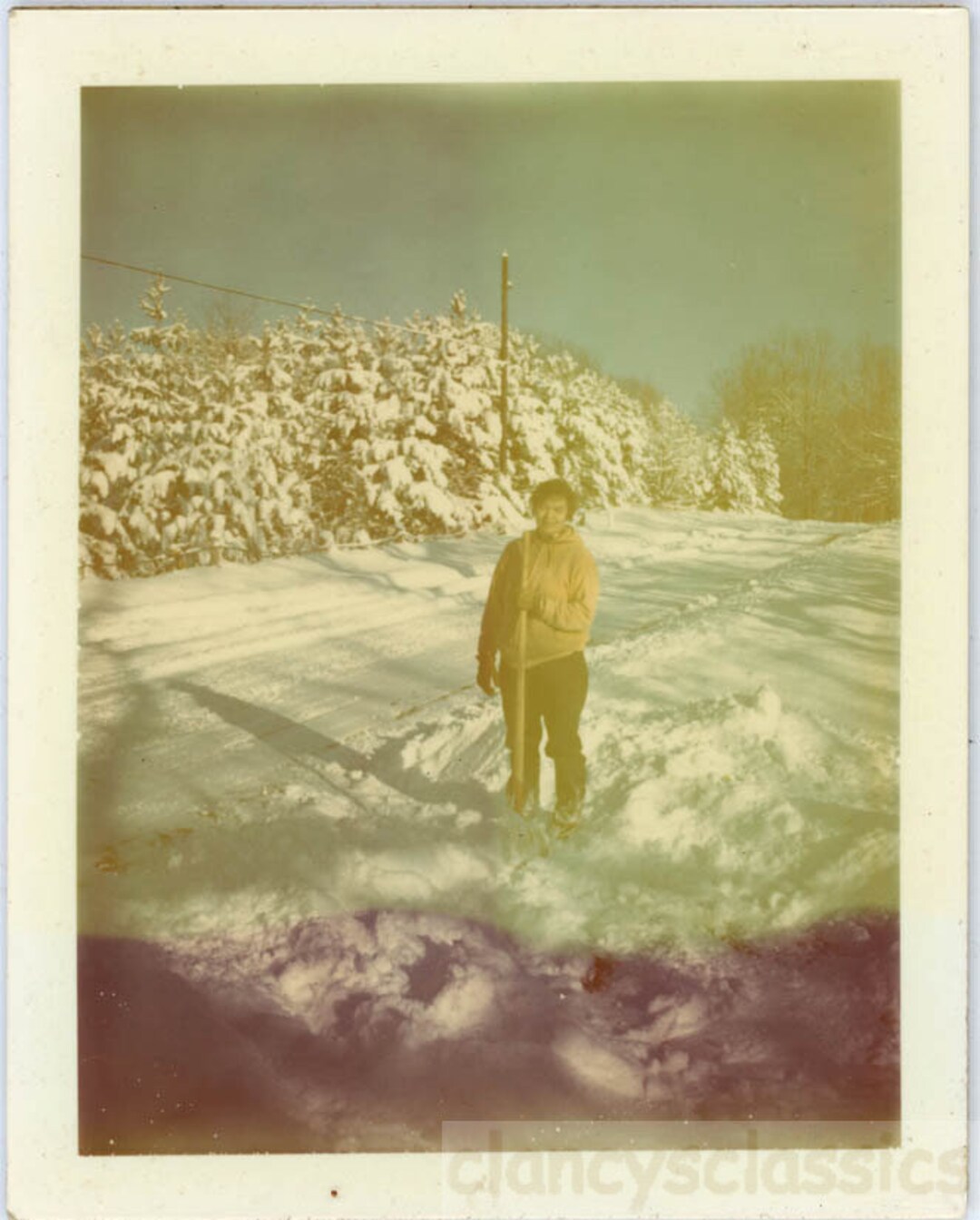 Vintage Photo 1968 Woman Out in Purple Snow Multi Colored Polaroid 68 A ...