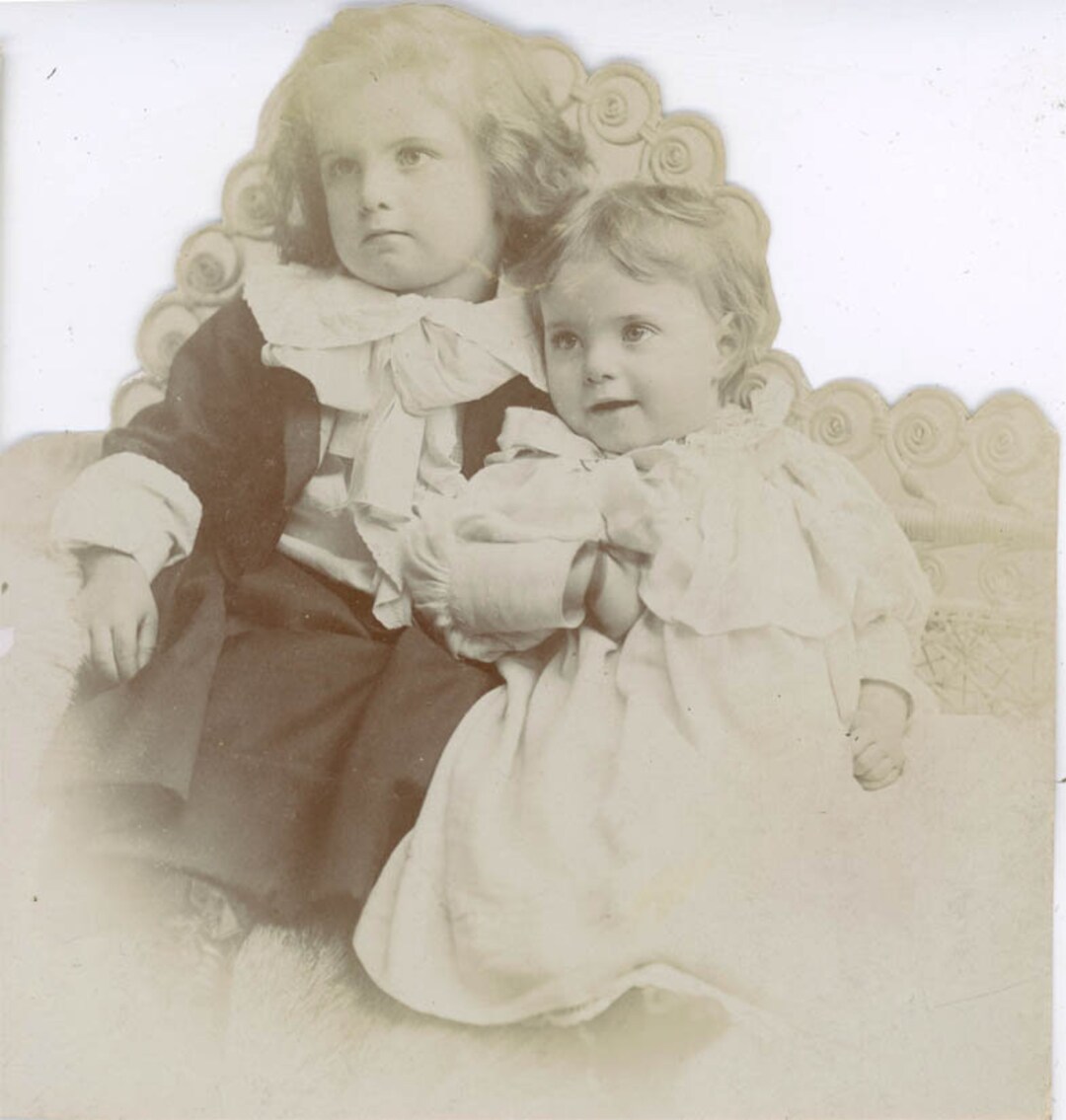 Vintage Snapshot 1900 Little Boy Fauntleroy Outfit Baby Sister in His ...