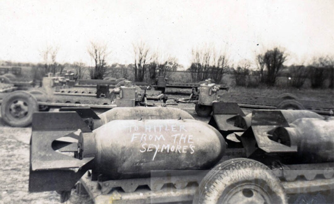 Vintage Photo 1942 WW2 Germany US Bomb on Trailer W Writing to - Etsy