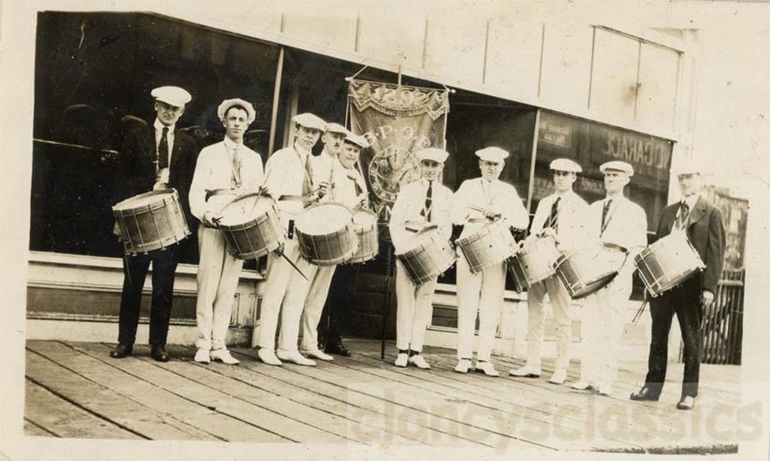 Vintage Photo 1930 Marching Band All Drummer Guys in a Row by BPOE59 M ...