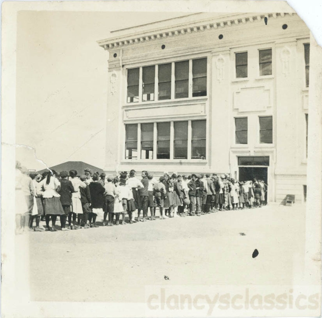 Vintage Photo 1914 School Children Line up After Recess on Playground ...