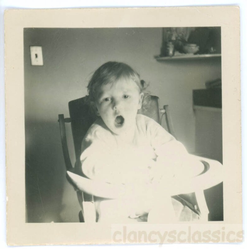 Vintage Photo 1930 Baby Sings Yawns Oooo in High Chair 32 I | Etsy