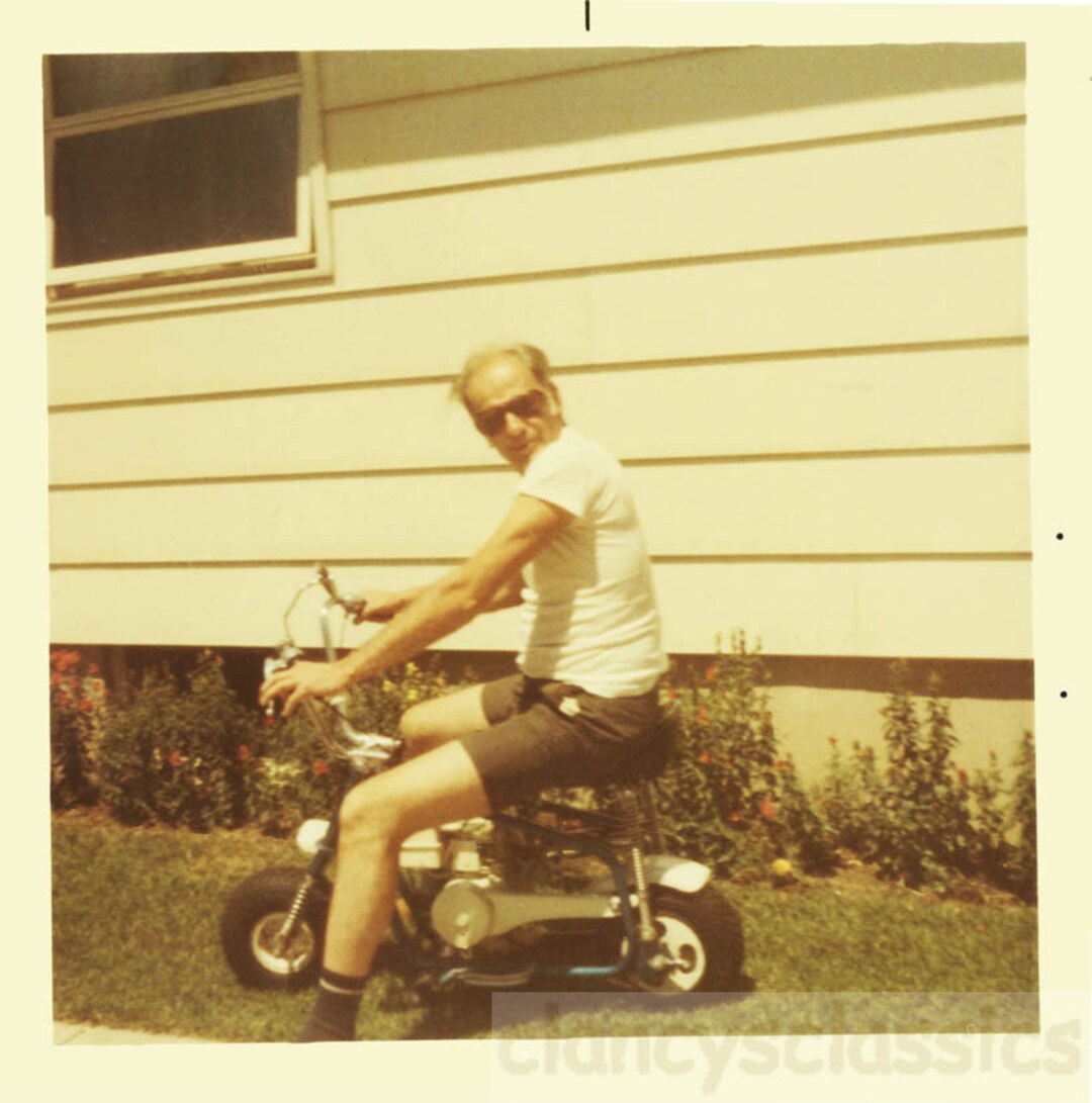 Vintage Photo 1968 Man Riding Mini Bike in Yard Color Snapshot 68 X - Etsy