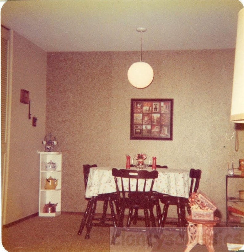 Vintage Photo 1970 Brown & Pink Kitchen Square Snapshot Interior 21 E ...