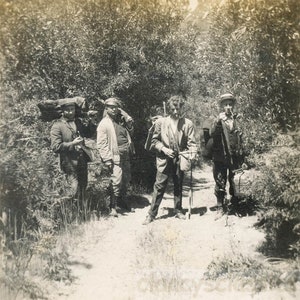 Vintage Snapshot '13 Men Rugged Adventure Climbing Rocks Fishing Hiking ...