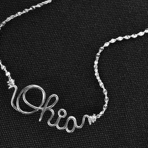 Script Ohio Necklace, Anklet or Bracelet~silver, Gold or Rose Gold Wire ...