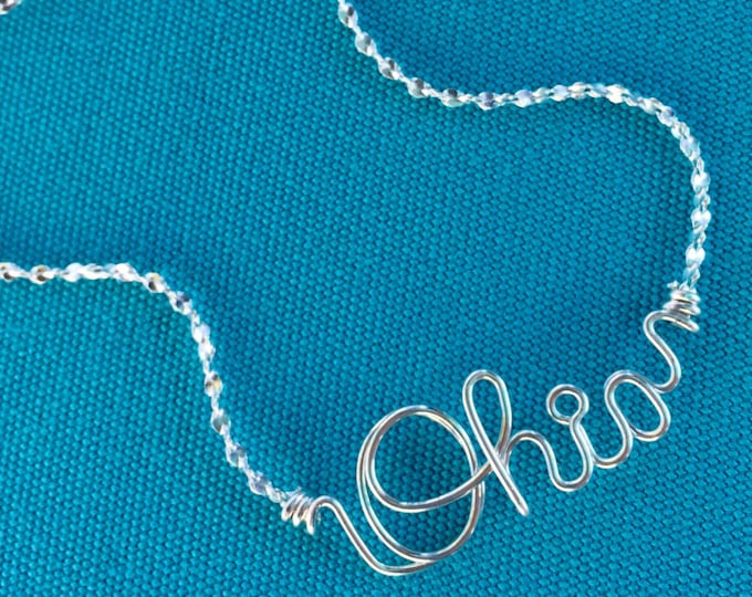 Script Ohio Necklace, Anklet or Bracelet~silver, Gold or Rose Gold Wire ...