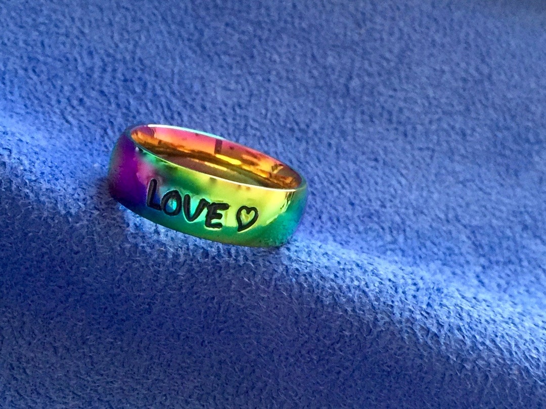 Personalized Hand Stamped/engraved Ring~any Name~rainbow/multicolor ...