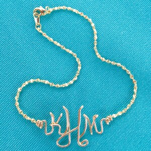 Gold Wire Monogram Necklace, Bracelet or Anklet-personalized Name Jewelry-any Letters/initials ...