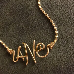 Gold Wire Monogram Necklace, Bracelet or Anklet-personalized Name Jewelry-any Letters/initials ...