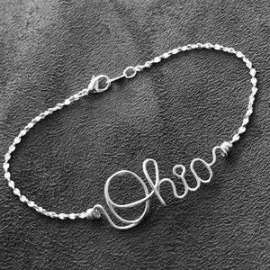Script Ohio Necklace, Anklet or Bracelet~silver, Gold or Rose Gold Wire ...