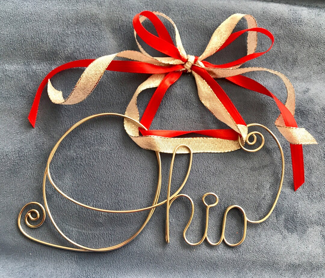 Script Ohio Wall Hanging~wire Name~door Hanger~ornament~silver or Gold ...