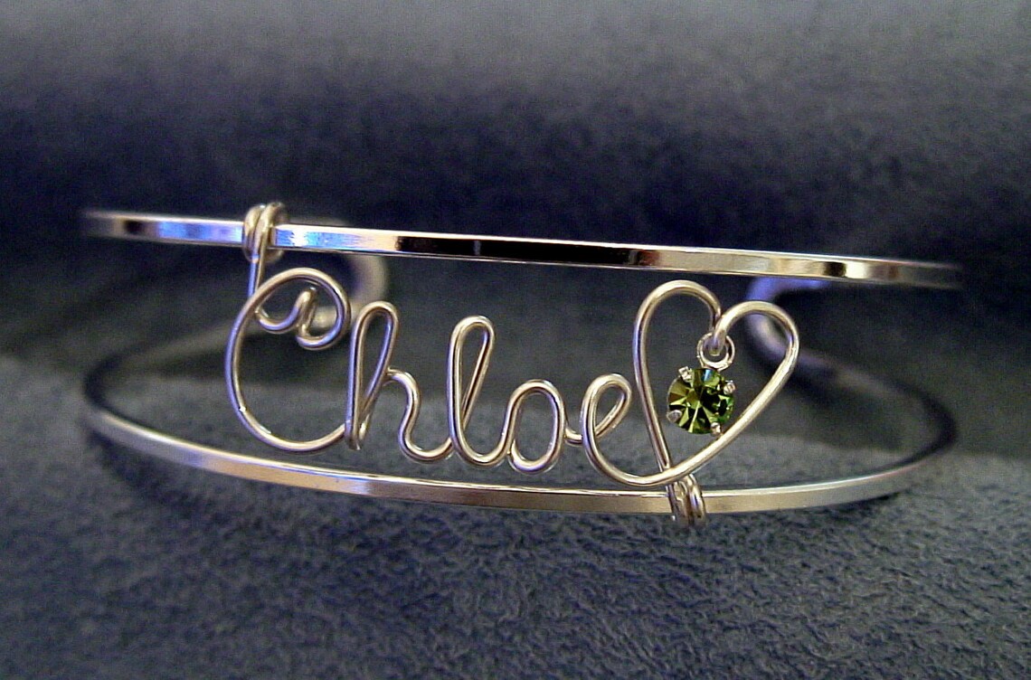 Personalized Wire Name Bracelet/cuff/bangle-sterling - Etsy