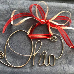 Script Ohio Wall Hanging~wire Name~door Hanger~ornament~silver or Gold ...