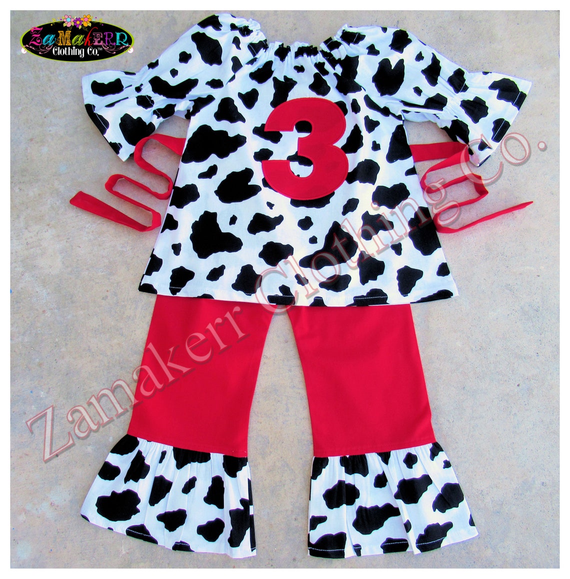 Girl Barnyard Birthday Outfit Girl Farm Outfit Cow Red - Etsy