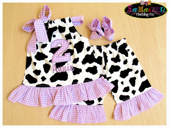 Girl Barnyard Birthday Outfit / Farm Girl Cow Outfit / Girl | Etsy