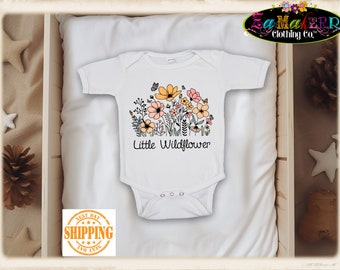 Little Wildflower Baby Bodysuit, Baby Girl Outfit, Boho Baby Girl Clothes, Flower Baby Outfit ...