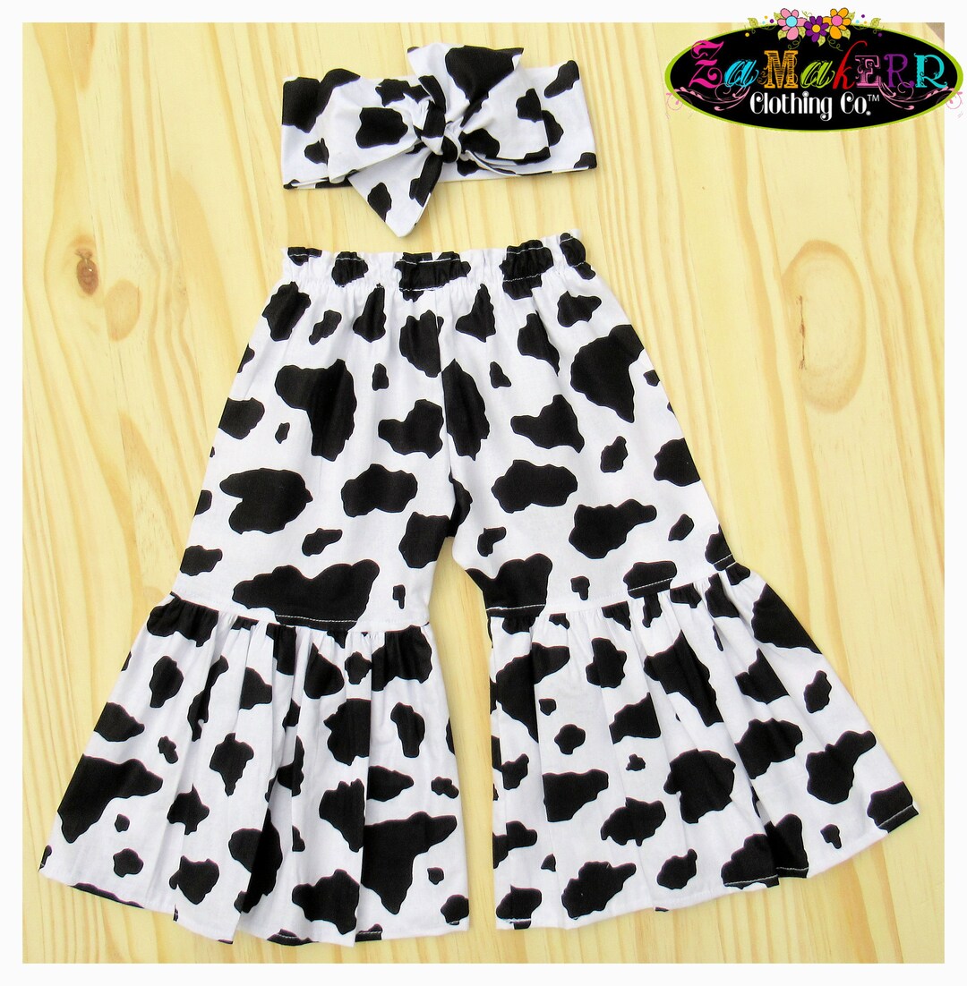 Girls Cow Pants / Bell Bottoms Girls / Cow Print Bell Bottoms / Cow ...
