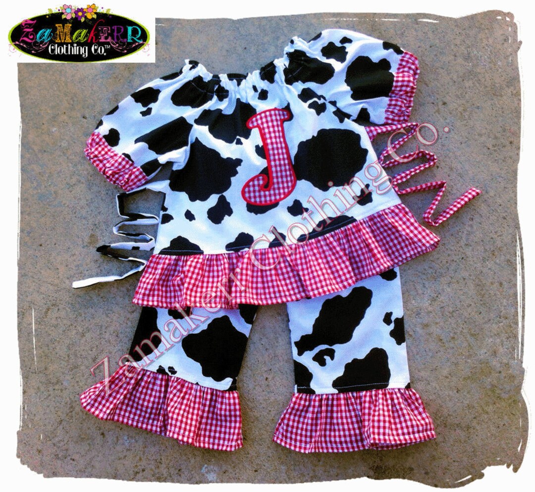 Girl Barnyard Birthday Outfit, Girl Cow Birthday Outfit, Animal Barn ...