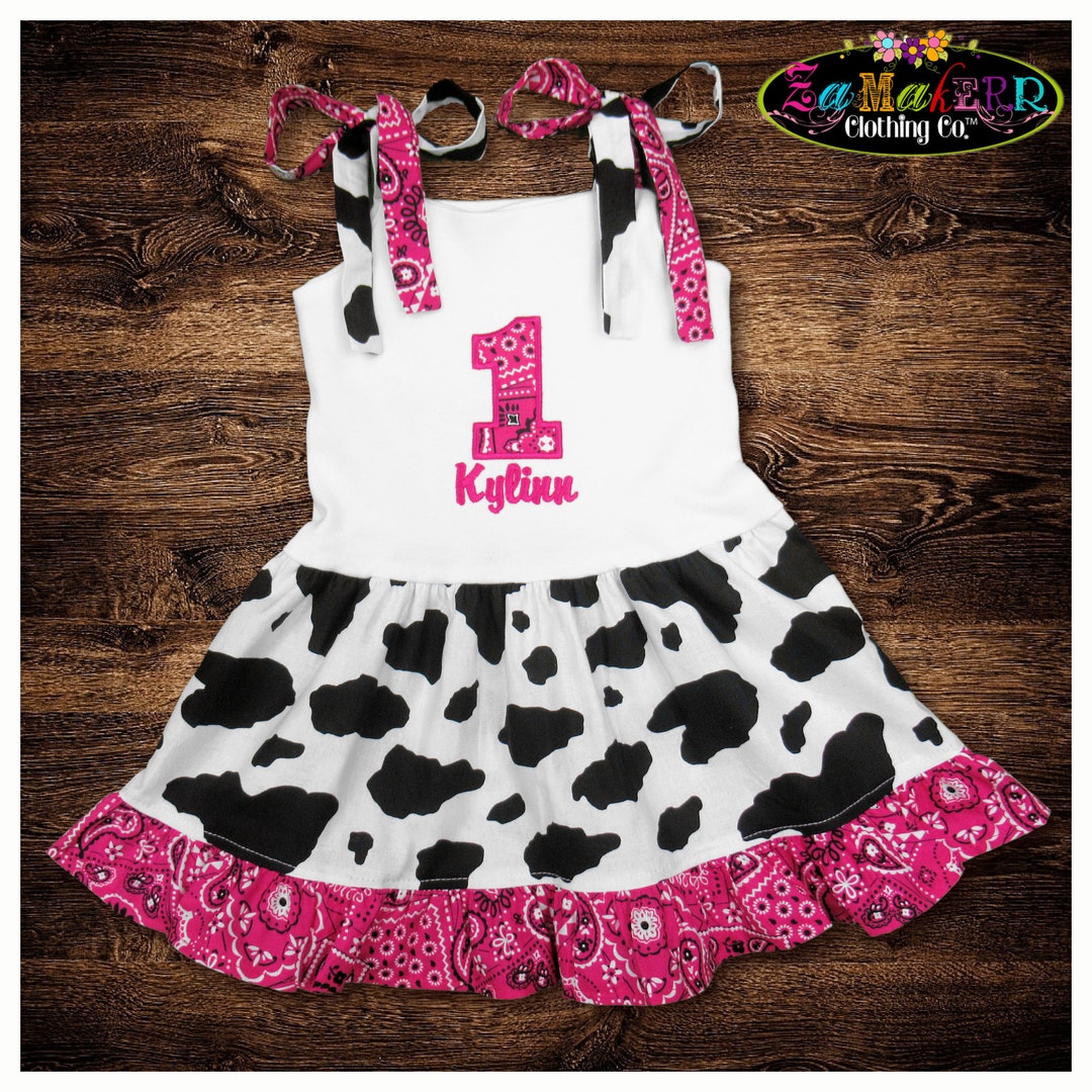 Girls Cow Dress, Baby Cow Dress, Cow Birthday Outfit, Moo I'm Two ...