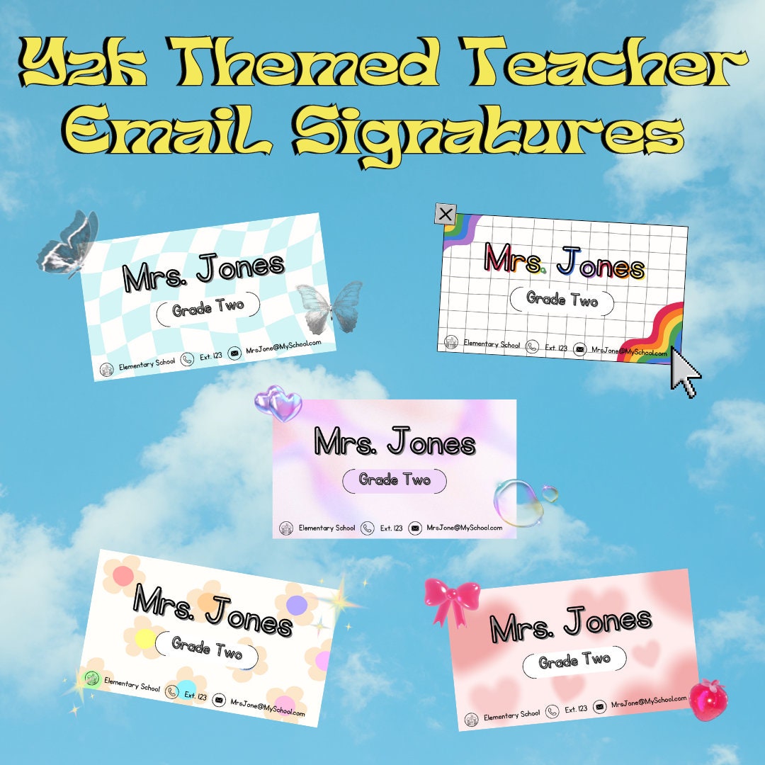 Email Signature Template for Teachers | Y2k | Email Signature Bundle ...