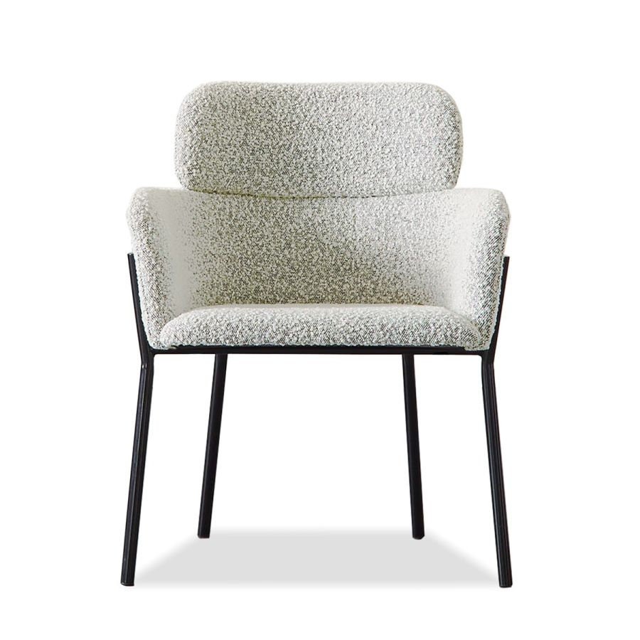 Contemporary Boucle Cream Dining Chair - Etsy