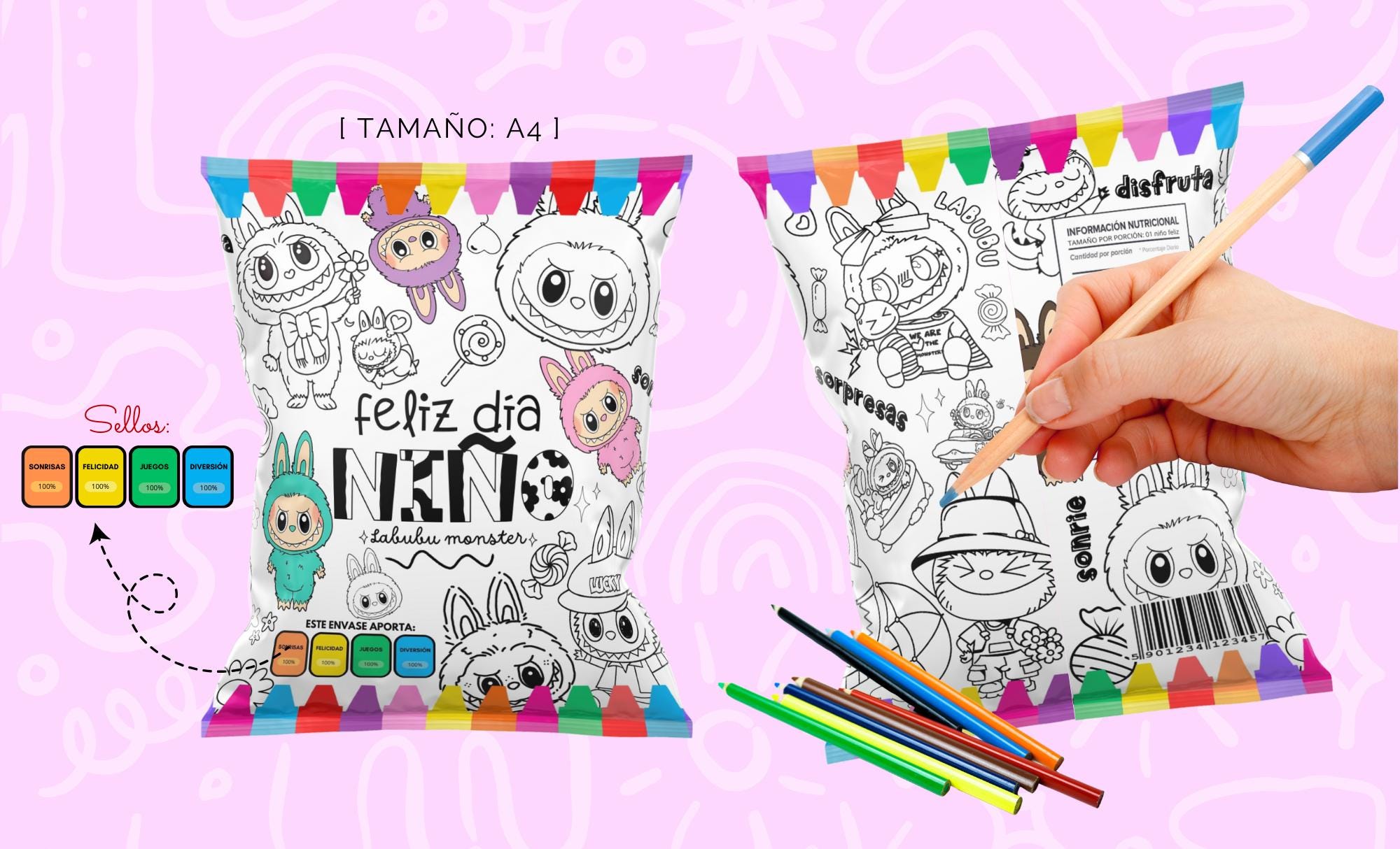 Coloring Chip Bag – Happy Children's Day, Color-your-own Treat Bags ...