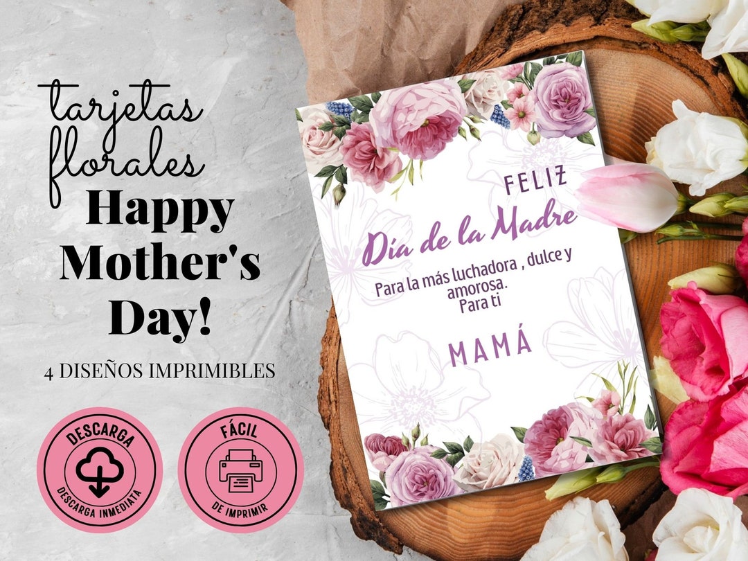 Printable Cards, Happy Mom's Day, Digital Card, Mom Floral Card Kit ...