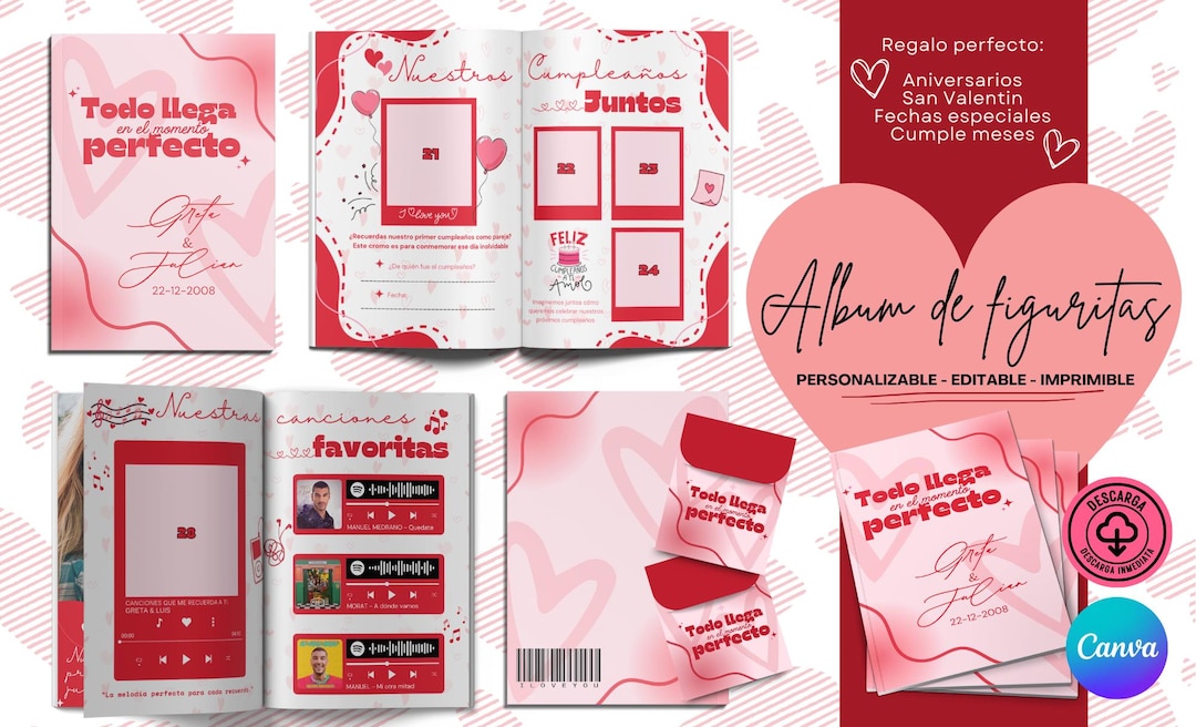 Álbum de Cromos Personalizado, regalo para parejas, álbum de fotos ...