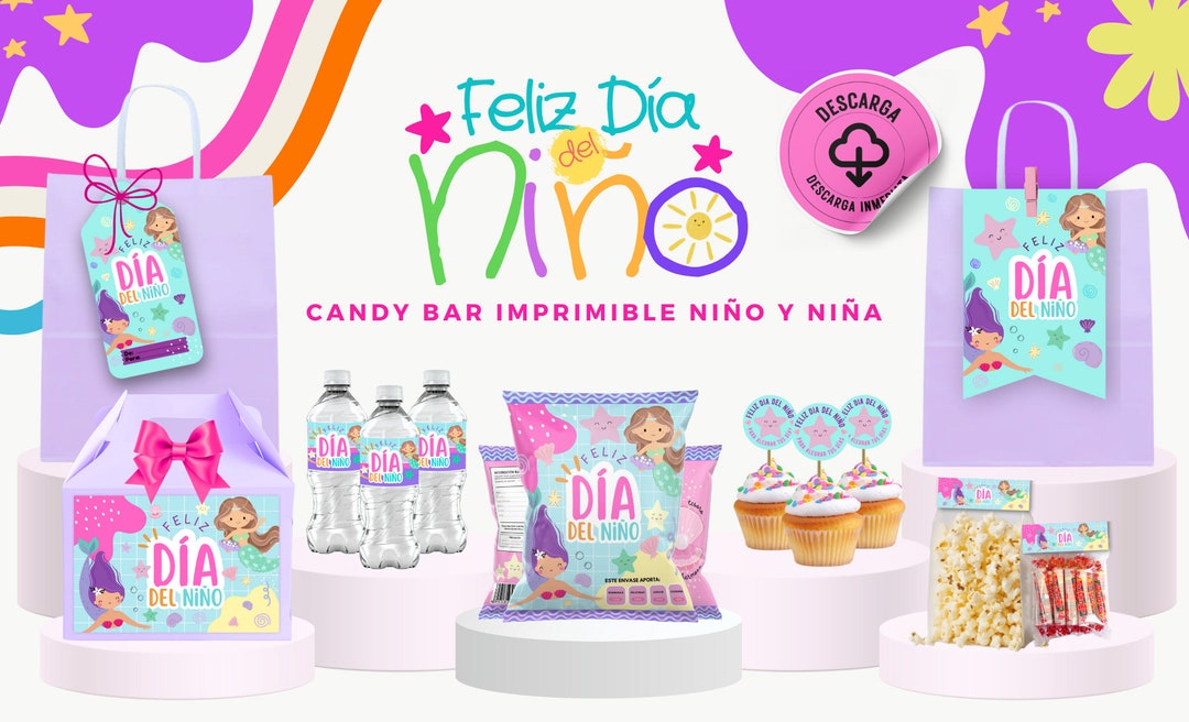 Kit imprimible día del Niño, candy bar, chip bags, regalo personalizado ...