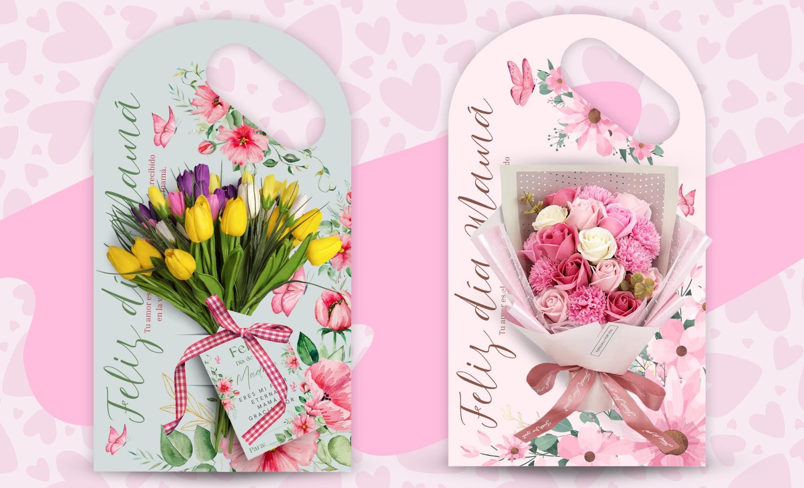 Happy Mother’s Day Flower Holder Card, Flower Packaging, Mother’s Day ...