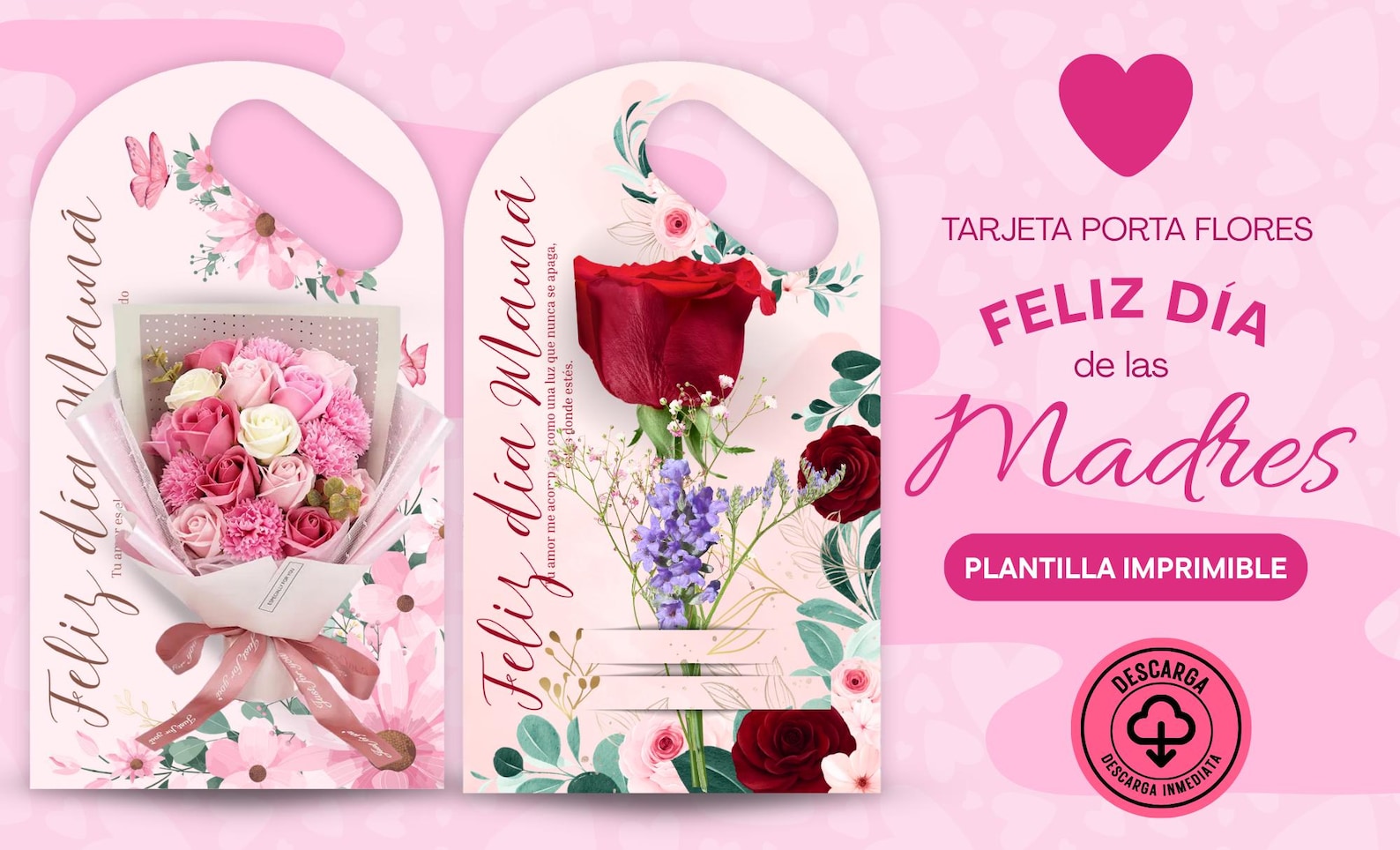 Happy Mother’s Day Flower Holder Card, Flower Packaging, Mother’s Day ...