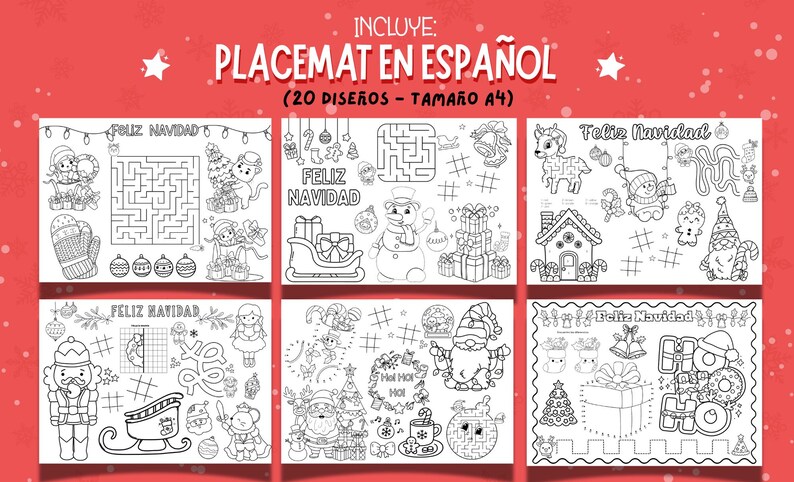 20 hojas de Actividades para Navidad, hojas para colorear, INGLES y ...
