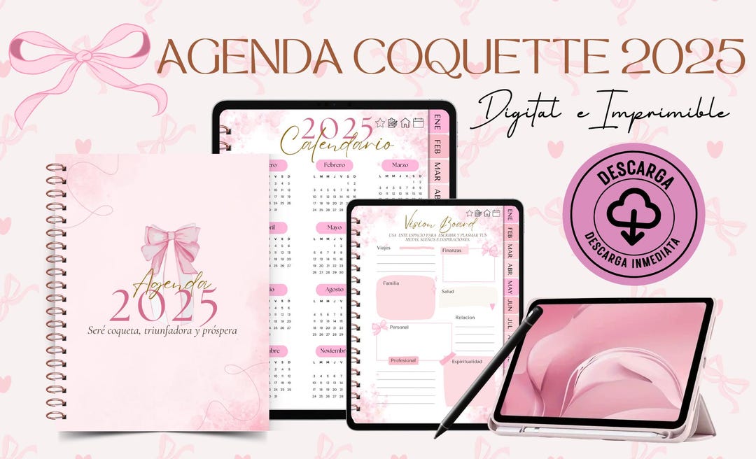 2025 Digital and Printable Coquette Planner, Goodnotes Planner, Fully ...