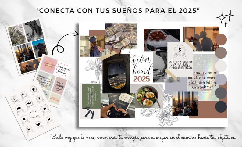 Printable and Digital Templates Vision Board 2025, Mood Board ...