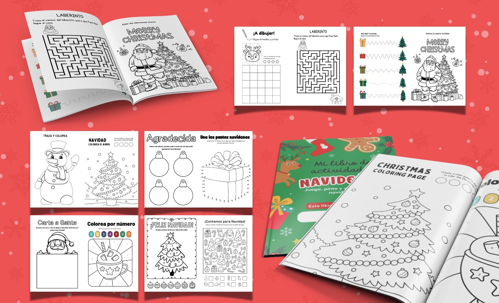 20 hojas de Actividades para Navidad, hojas para colorear, INGLES y ...