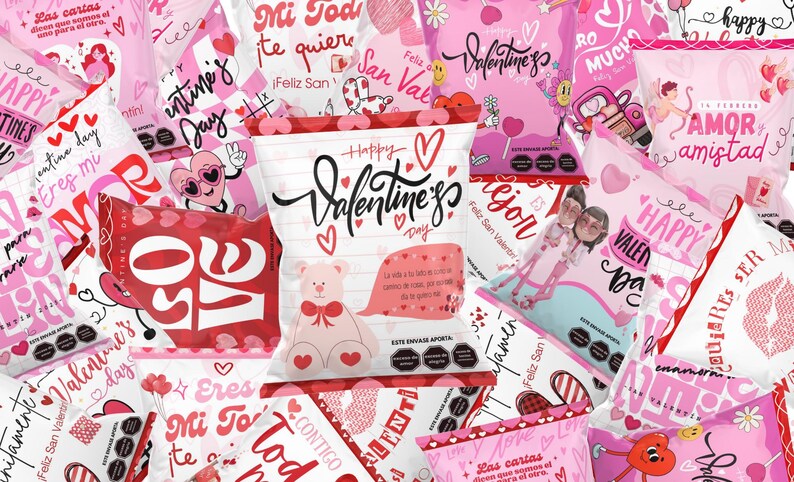 16 Valentine’s Day Chip Bags - Printable Valentine’s Gift Bags - Potato ...