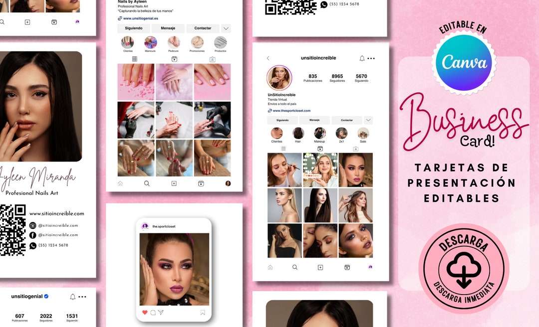 Editable and Printable IG Business Cards, Digital Business Cards ...