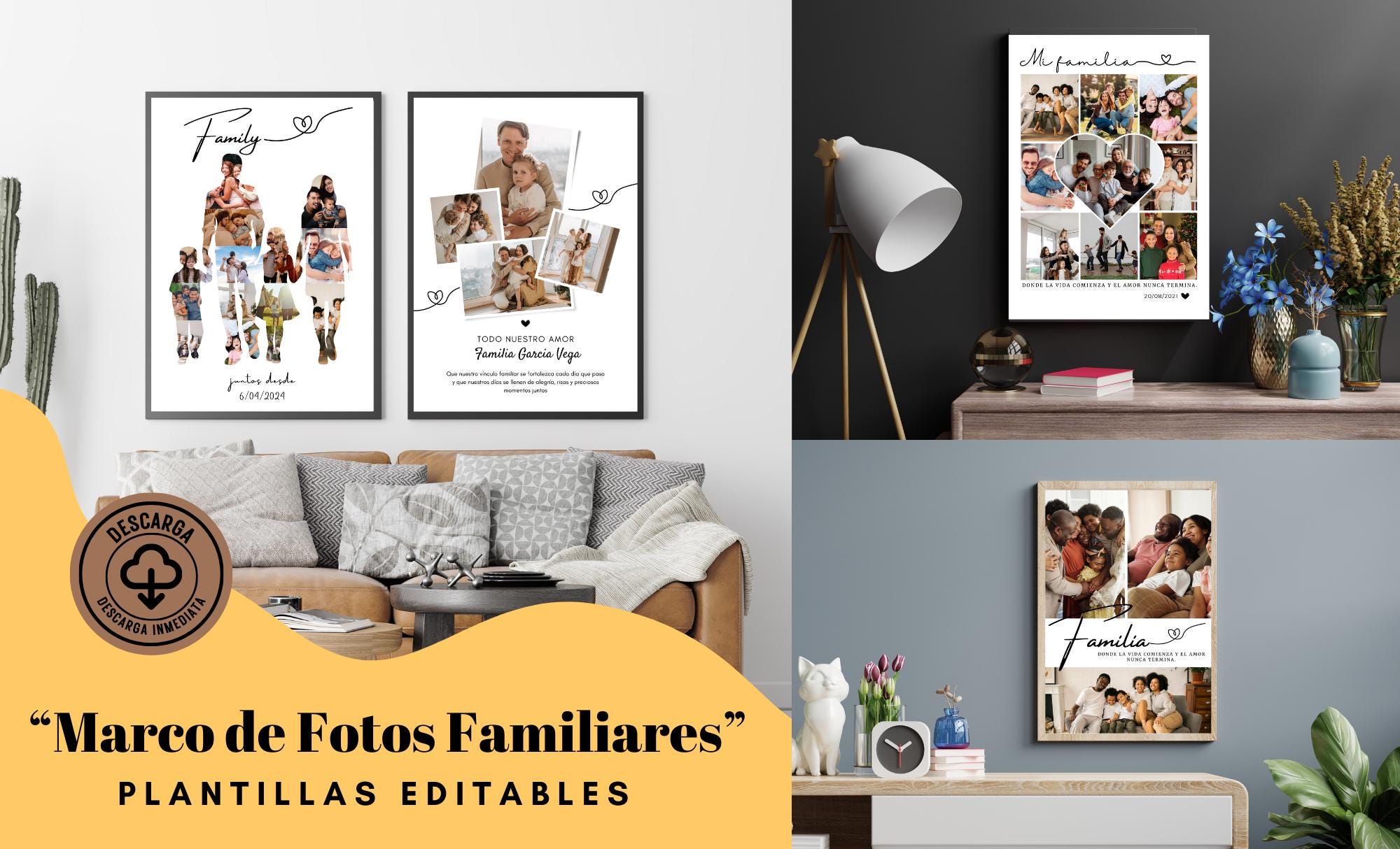 Family Photo Frame, Family Photo Collage, Family Photo Frames, Editable ...