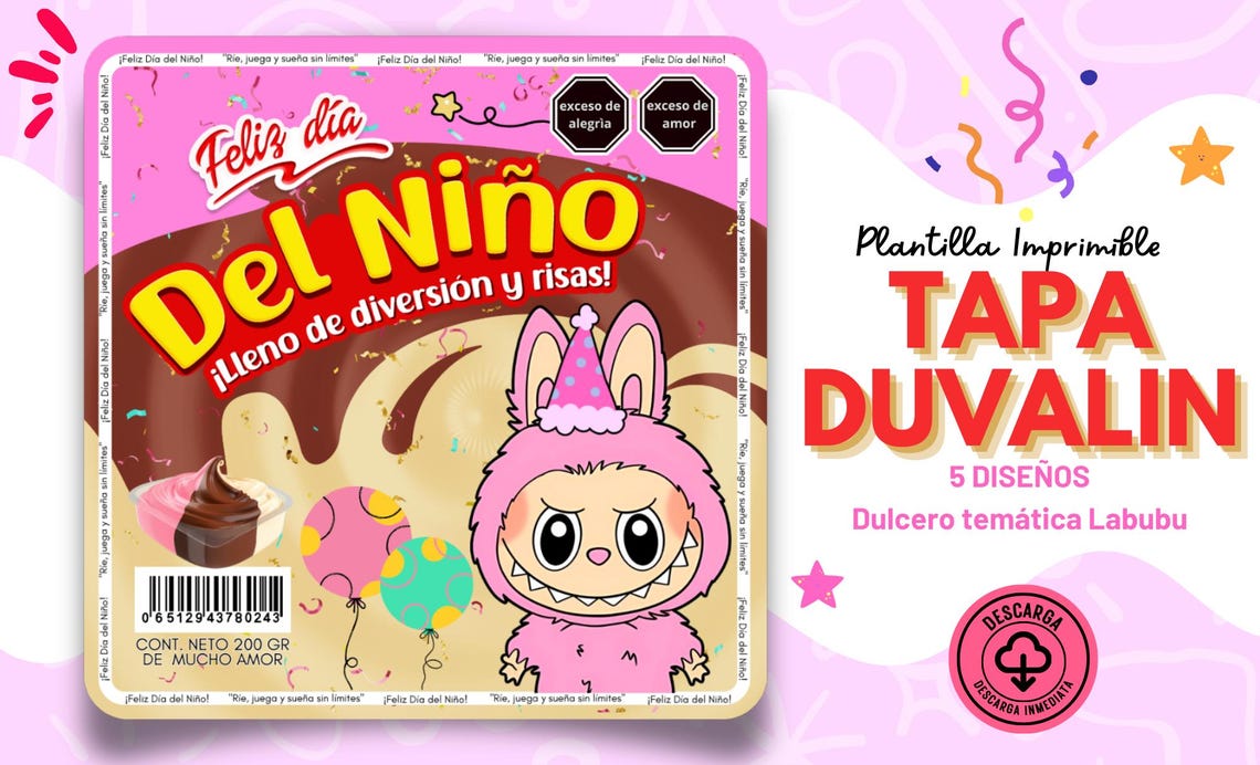 Printable Duvalín Lid Template, Duvalín Label Happy Children's Day, PNG ...