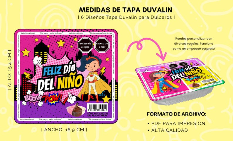 Printable Template Duvalín Lid, Packaging, Happy Children's Day Duvalín ...