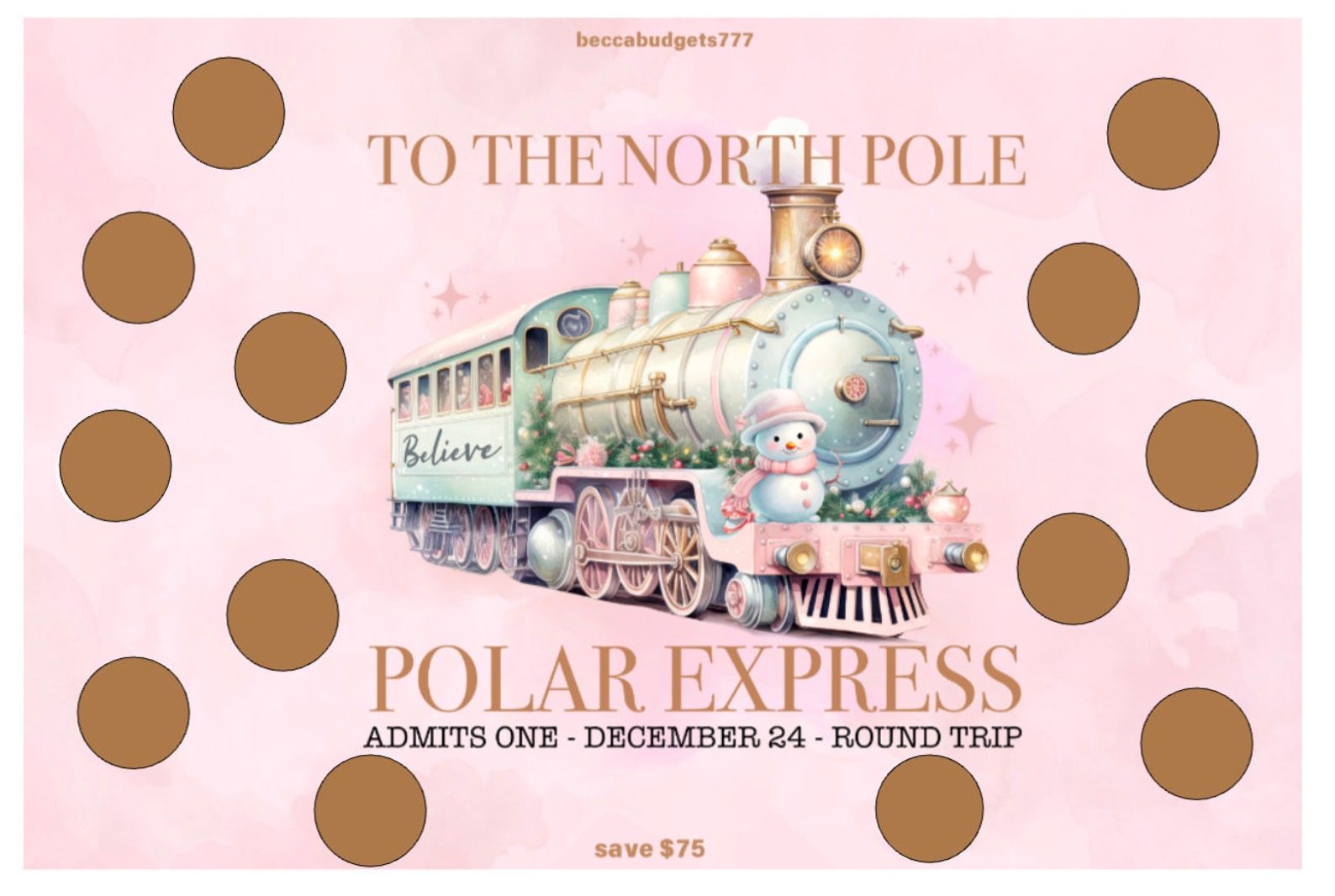 POLAR EXPRESS PINKMAS Scratch off Savings Challenge - Etsy