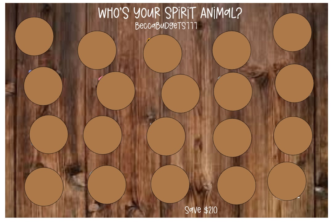 SPIRIT ANIMAL Scratch off Savings Challenge - Etsy
