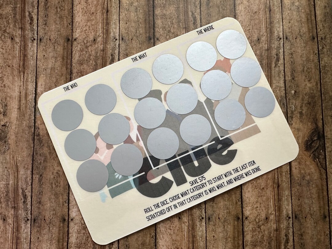 CLUE GAME Savings Challenge Scratch Off - Etsy