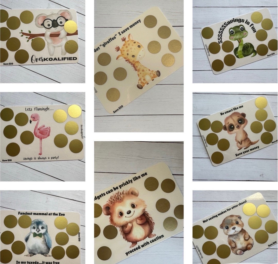 ZOO ANIMAL Scratch off Savings Challenge - Etsy