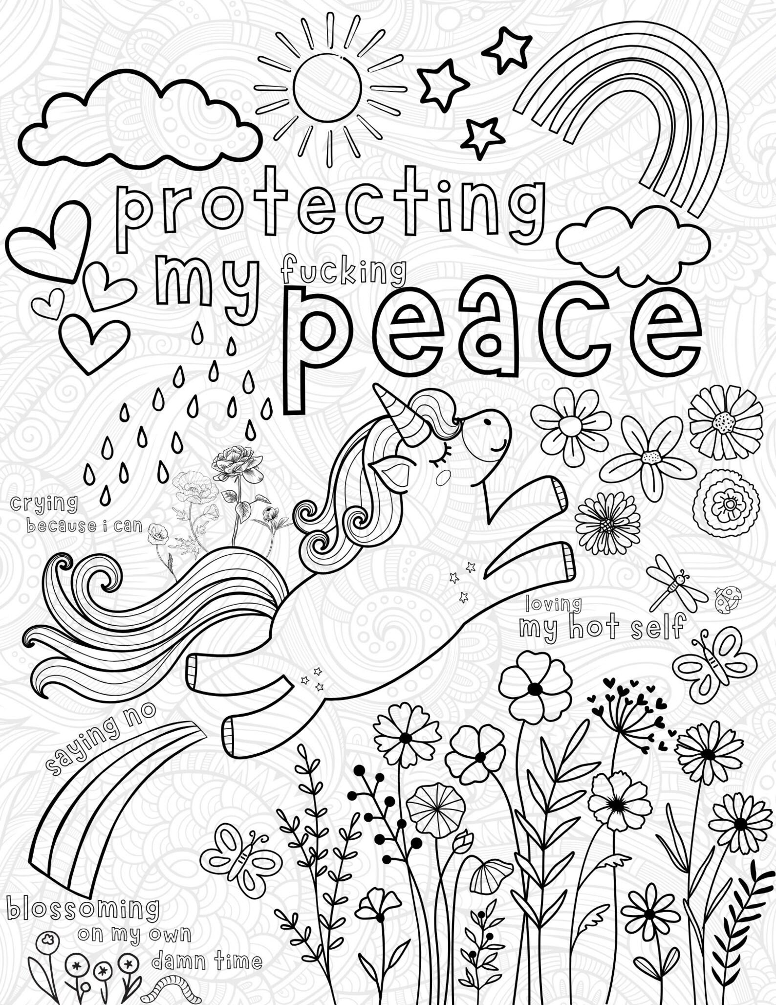 Protecting My Peace - Adult Coloring Page - Etsy