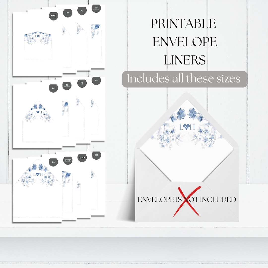Monogram Printable Envelope Liner Template for Wedding Invitations, A7 ...