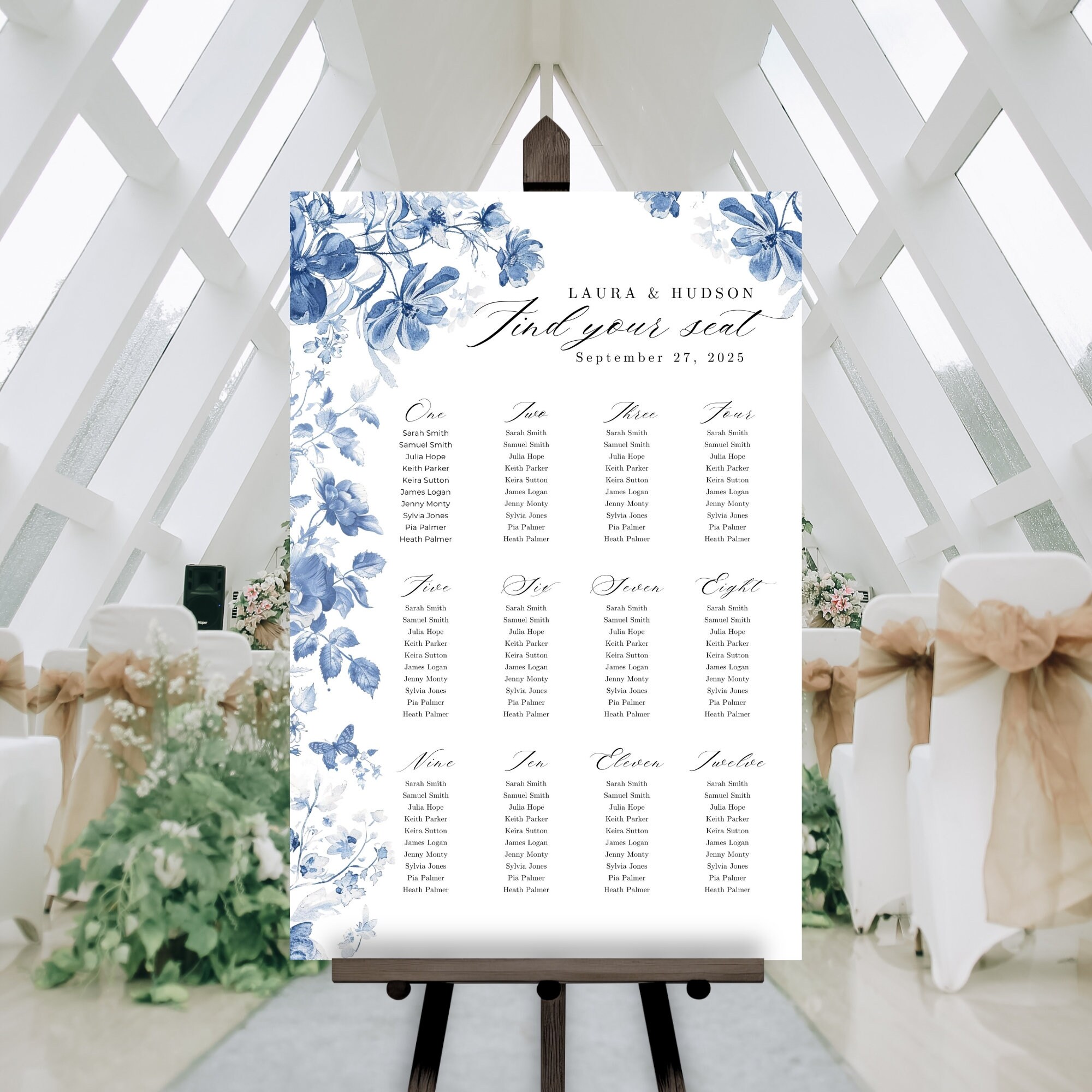 Traditional Wedding Seating Chart Template, Elegant Wedding Seating ...