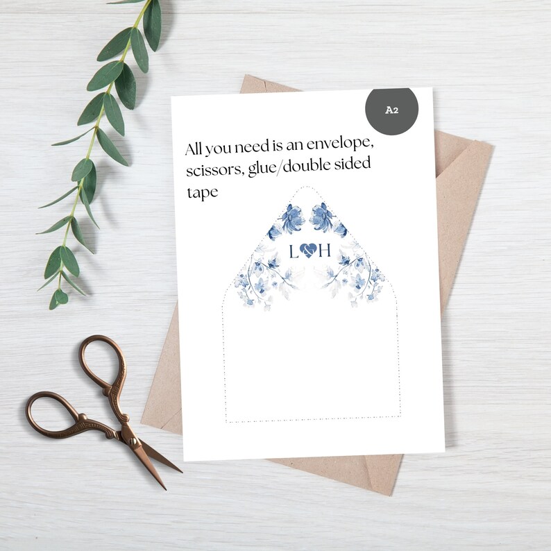 Monogram Printable Envelope Liner Template for Wedding Invitations, A7 ...