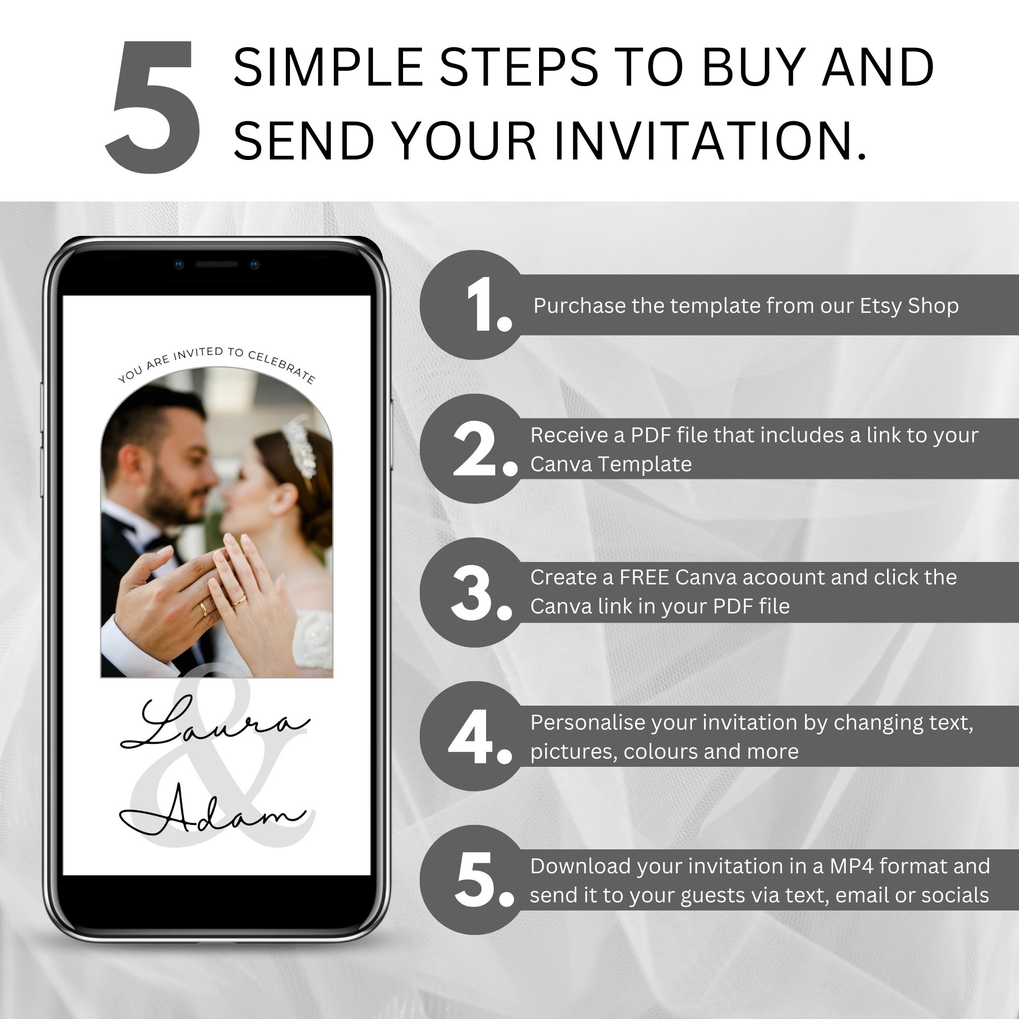 Modern Wedding Video Invitation Template, Animated Invitation With RSVP ...